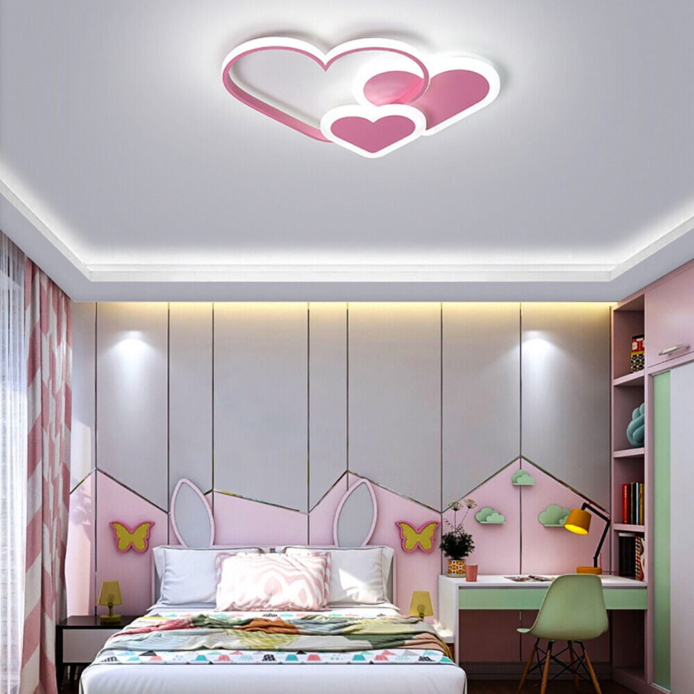 Modern Pink Ceiling Light, Heart-shaped Ceiling Light, Dimmable LED ...