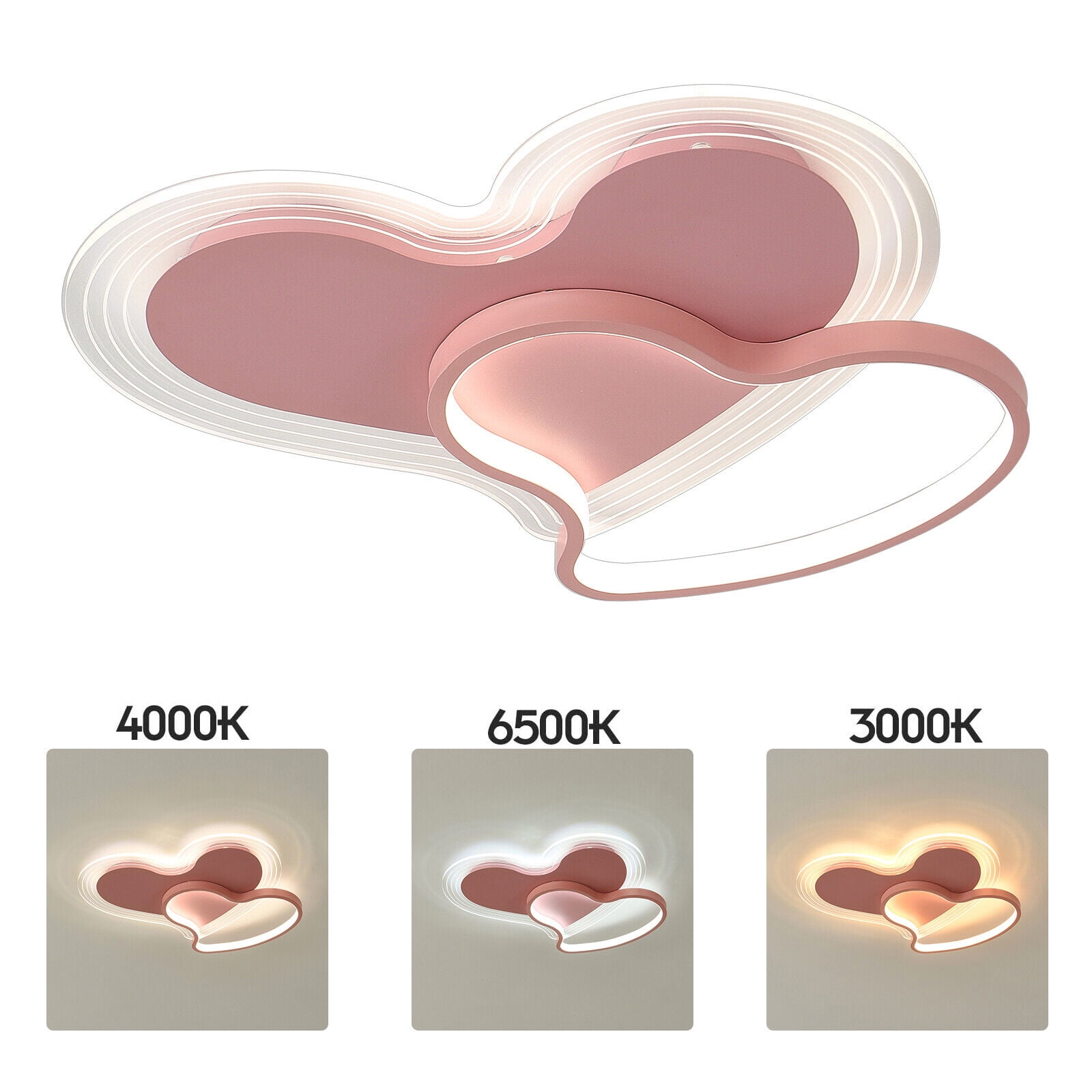 Modern Pink Heart Shape LED Ceiling Light Chandelier Flush Mount ...