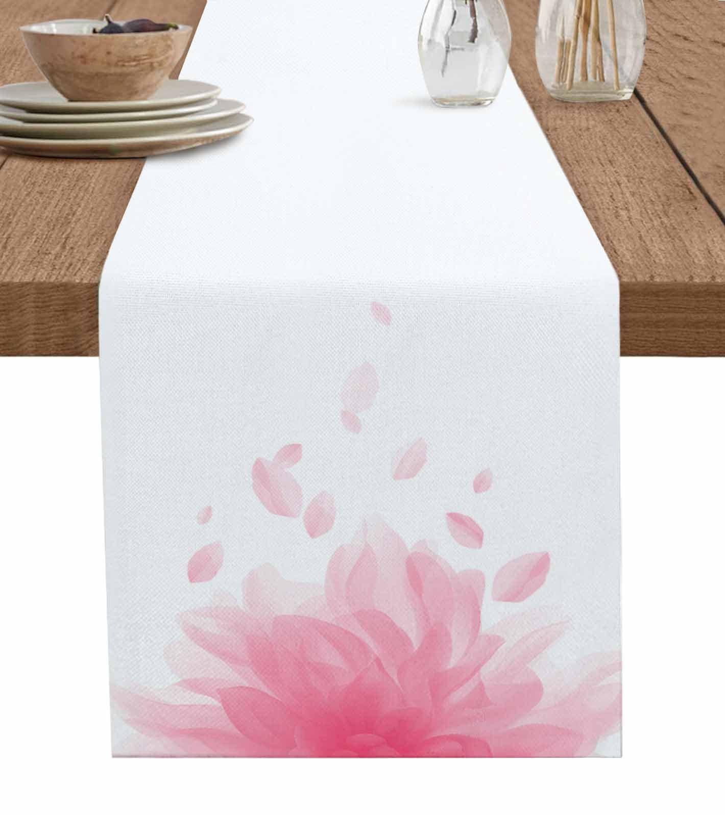 Modern Pink Table Runner Gradient Floral Abstract Bohemian White ...