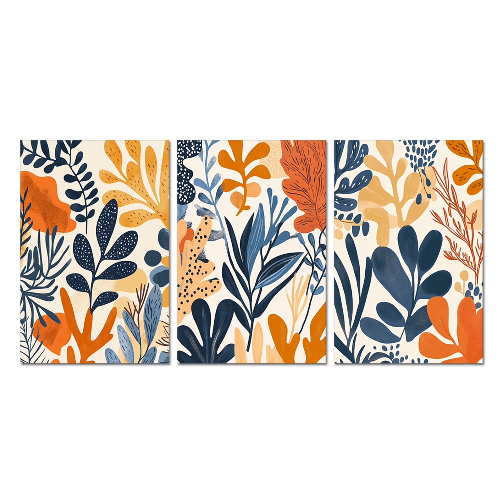 Modern Plant Theme Triptych Canvas Wall Art Framed Painting- 12×18 Inch ...