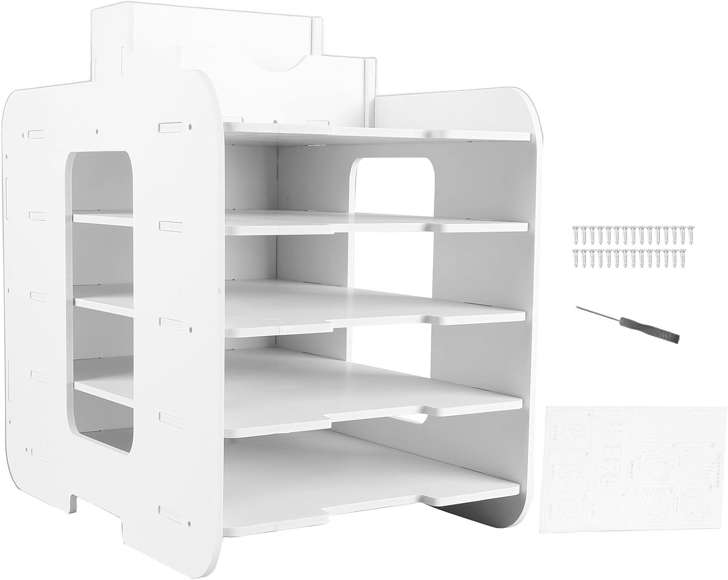 Modern Plastic 5 Tier Desktop File Shelf Organizer Study & Office Paper ...