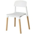 Modern Plastic Dining Chair Open Back with Beech Wood Legs, White ...