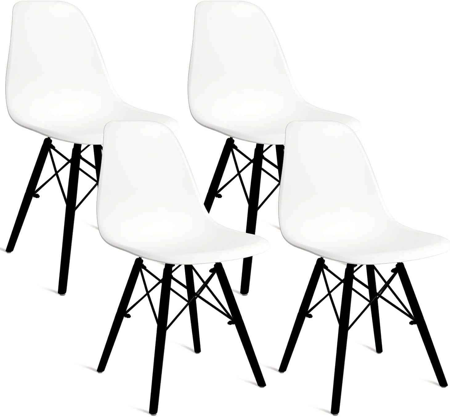 Modern Plastic Dining Chairs with Wood Legs, Mid Century Modern Accent ...