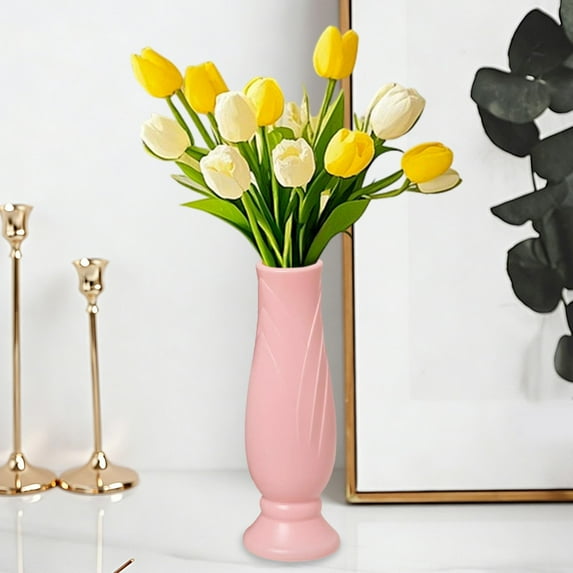 Modern Plastic Flower Vase with Geometric Design, 8.3x2.8x2 Inches ...
