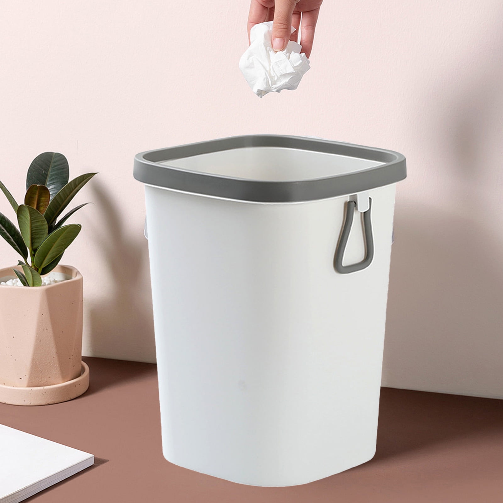 Modern Plastic Open Waste Bin | Round Trash Can for Bathroom, Kitchen ...