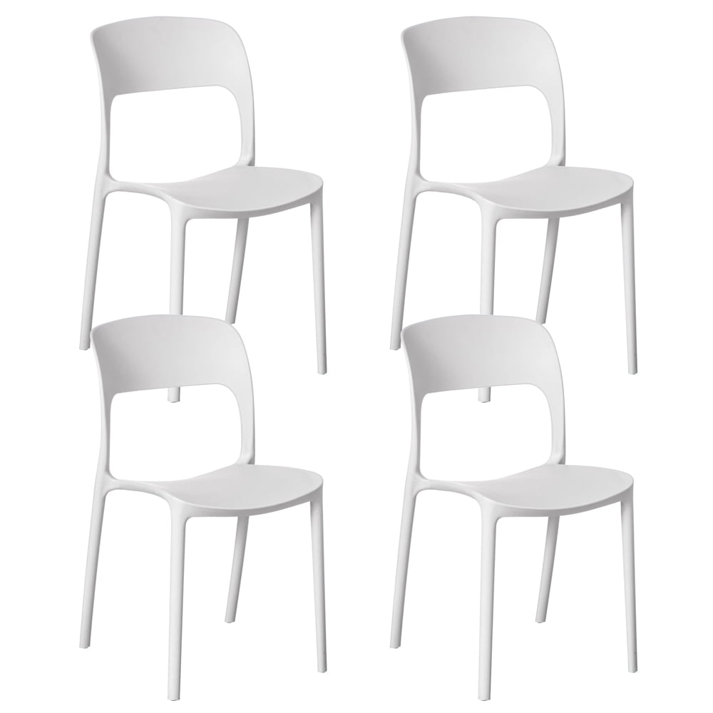 Modern Plastic Outdoor Dining Chair with Open Curved Back, White Set of ...