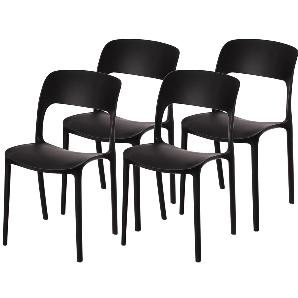 Modern Plastic Outdoor Dining Chair with Open Curved Back - Walmart.com