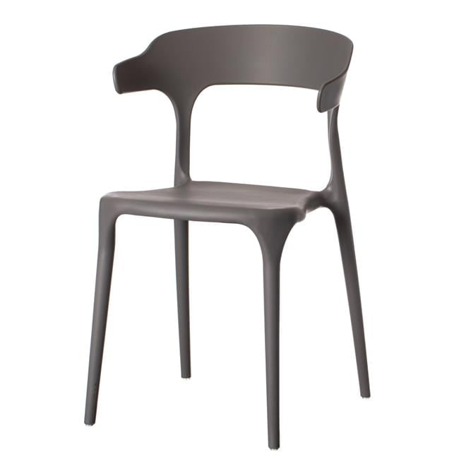 Modern Plastic Outdoor Dining Chair with Open U Shaped Back, Grey ...
