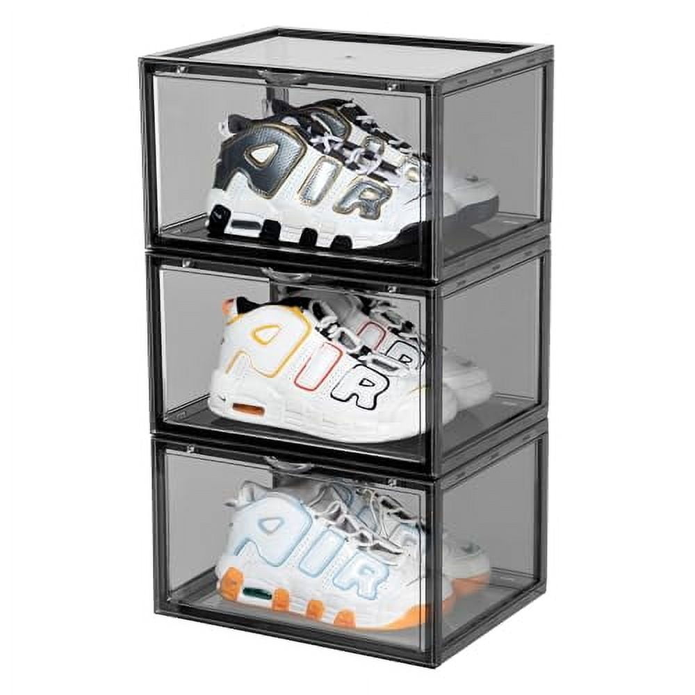 Modern Plastic Shoe Boxes, Stackable with Magnetic Door, Foldable Shoe ...