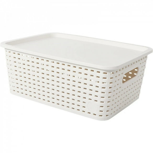 Modern Plastic Storage Baskets with Lid Stacking, Multi-Purpose for ...