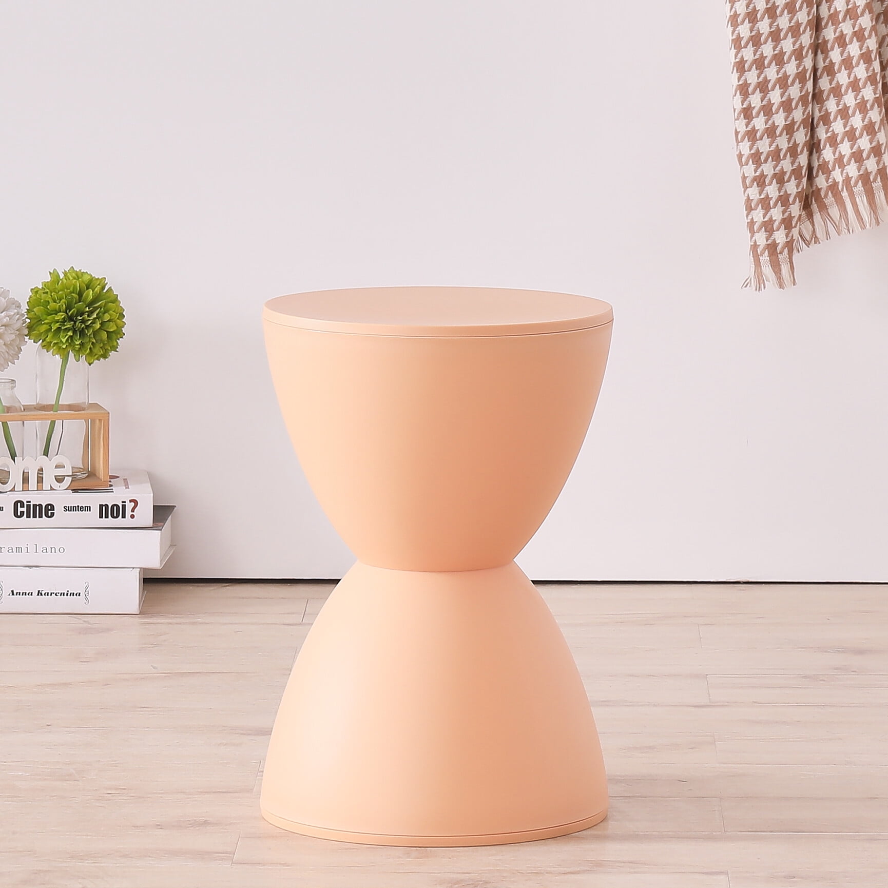 Modern Plastic Waist Drum Stool, Hourglass-Shaped Accent Side Table for ...