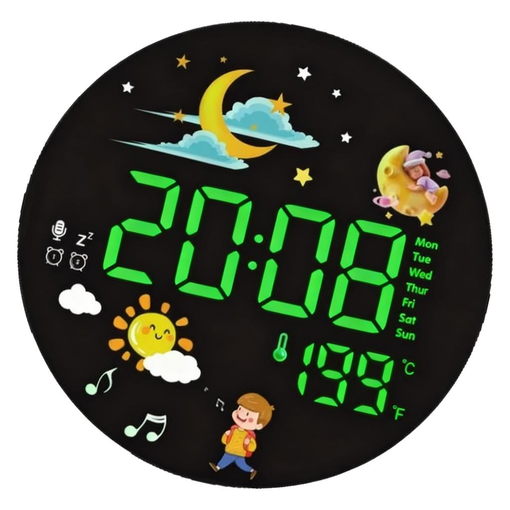 Modern Plugs In Wall Mounted Clock Featuring Real Time Temperature ...