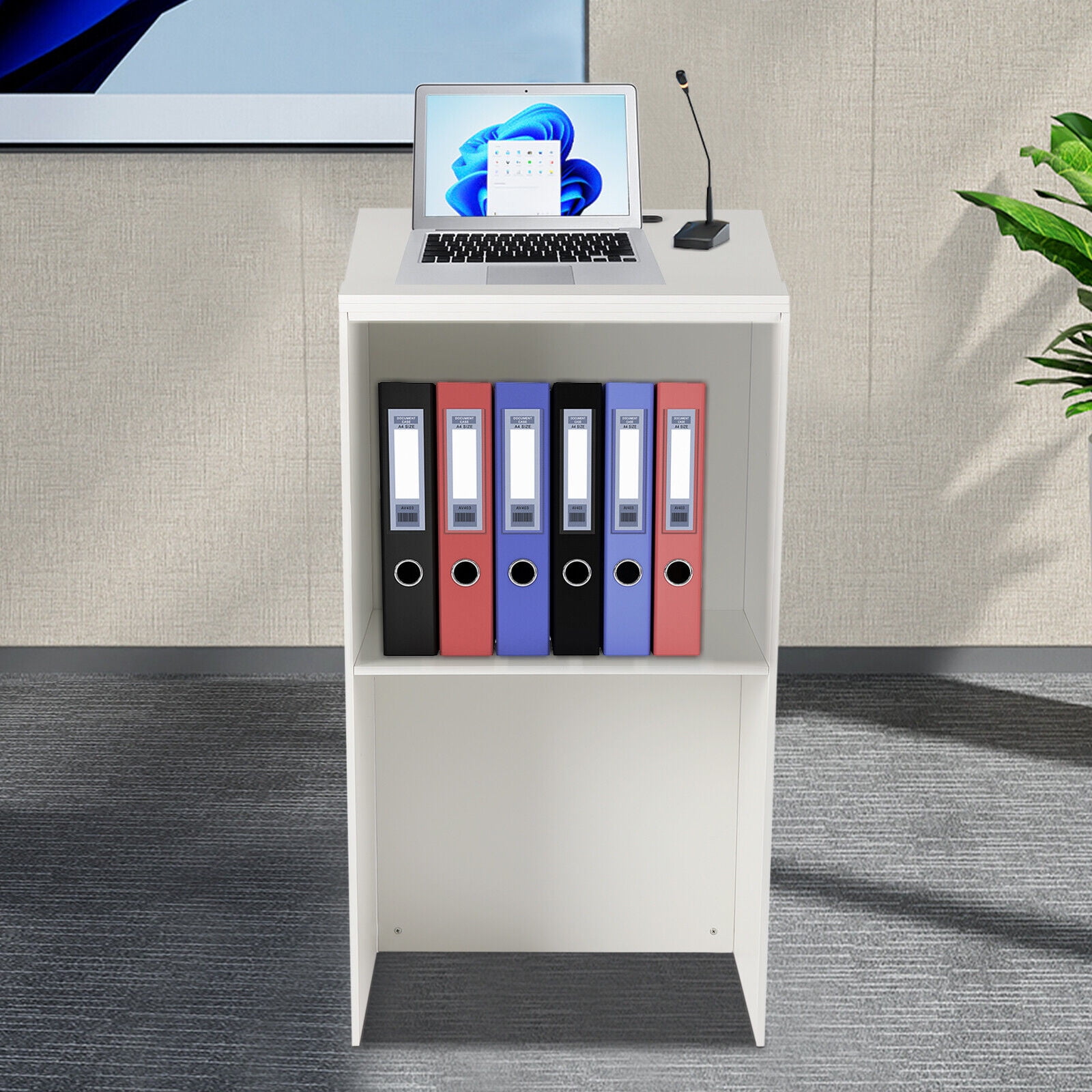 Modern Podium White Pulpit MDF+Plastic School Church Lectern with Book ...