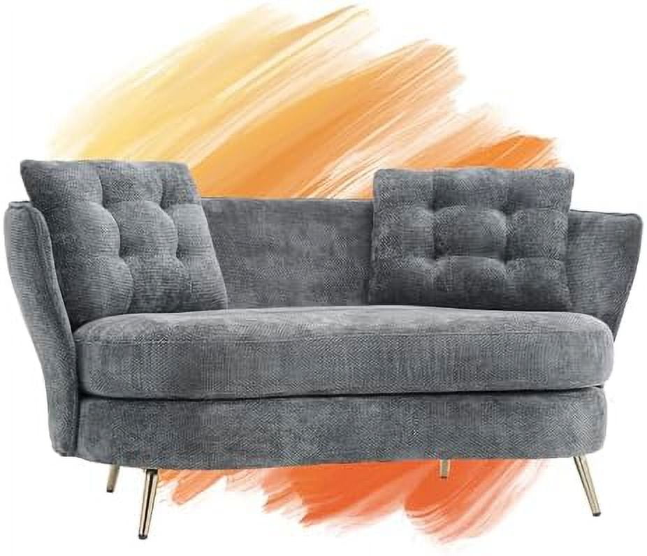 Modern Polyester Loveseat Couch,Futon Small Sofa with Gold Metal Legs ...