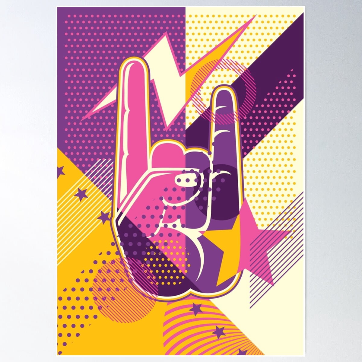 Modern Pop Art Rock Hand Poster Wall Art, Modern Wall Decor For Living ...