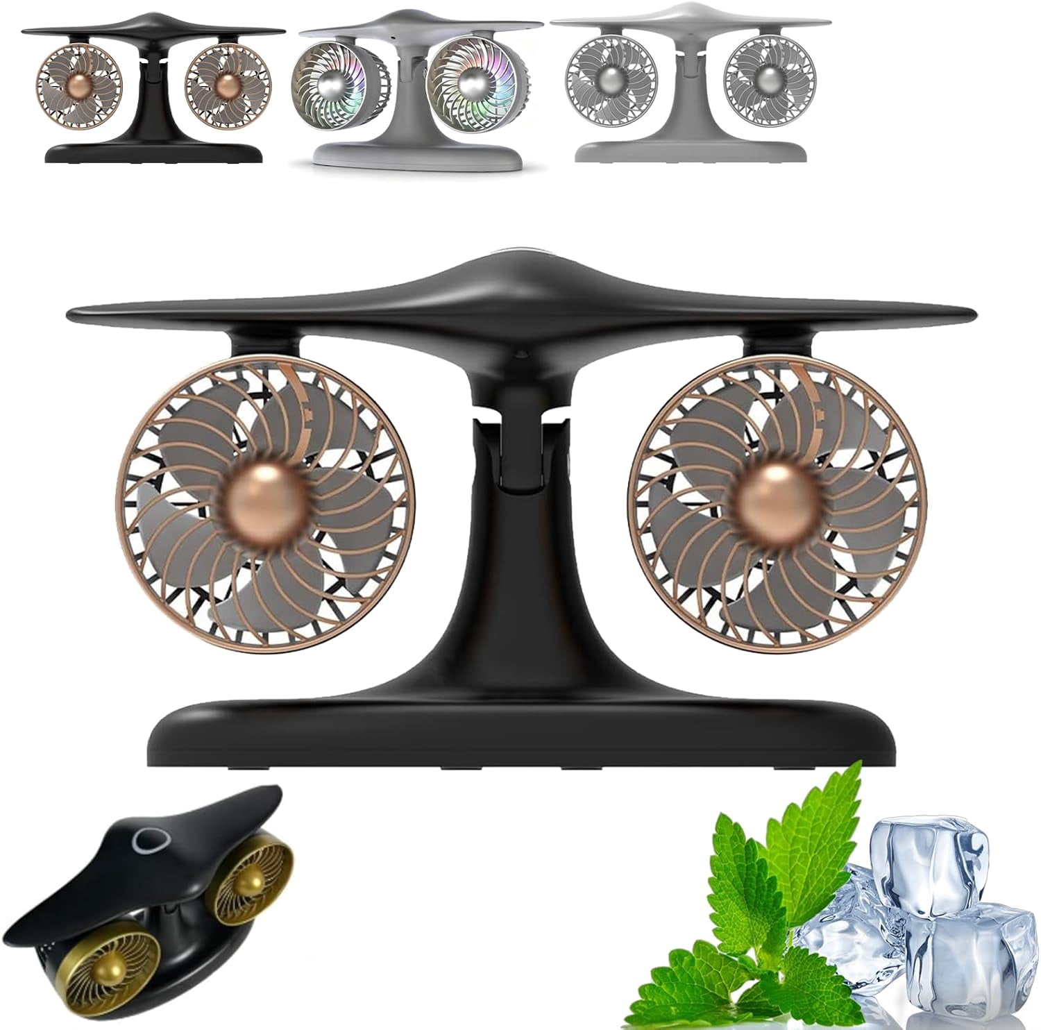 Modern Portable Dual-Head Desktop Fan, USB-C Rechargeable Jet Engine ...