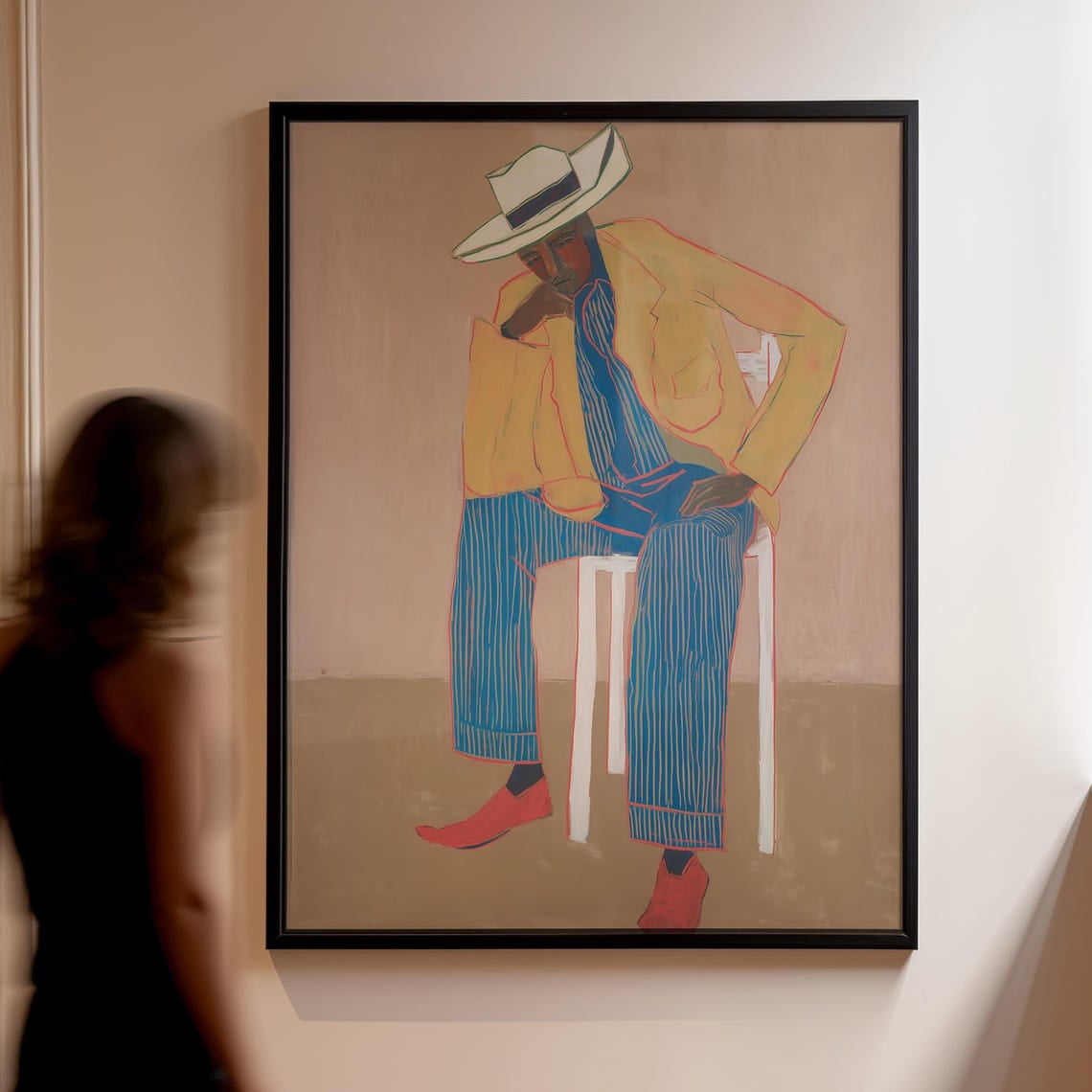 Modern Portrait Wall Art, Striped Pants Gentleman Print, Colorful ...
