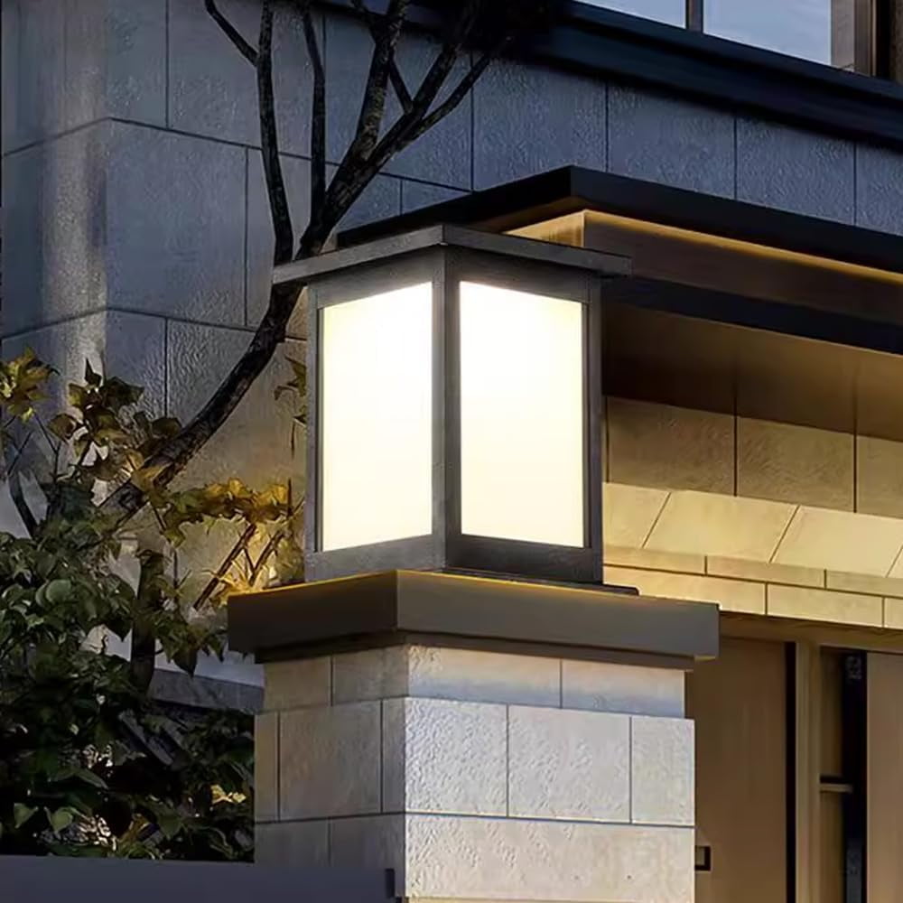 Modern Post Light Outdoor Column Light Black Stainless Steel Pillar ...