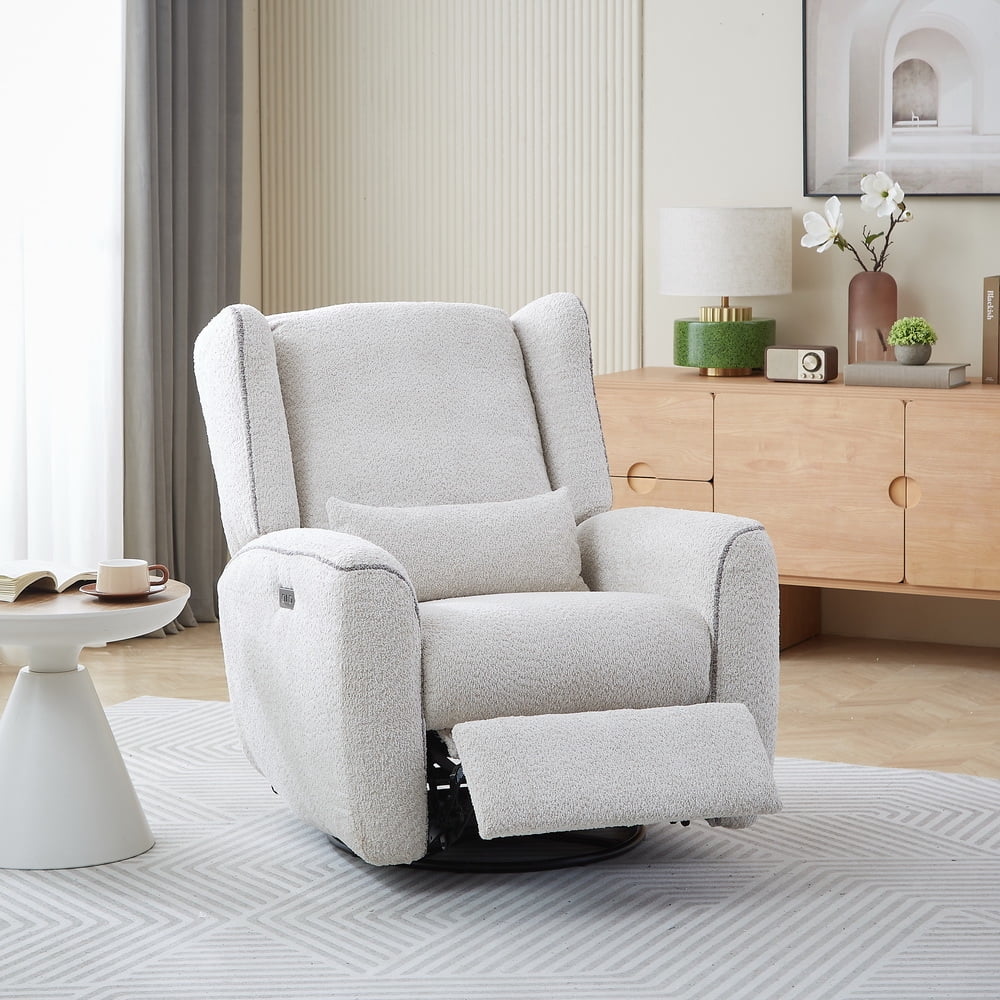 Modern Power Recliner, Soft Swivel Chair with Glider Function and USB ...