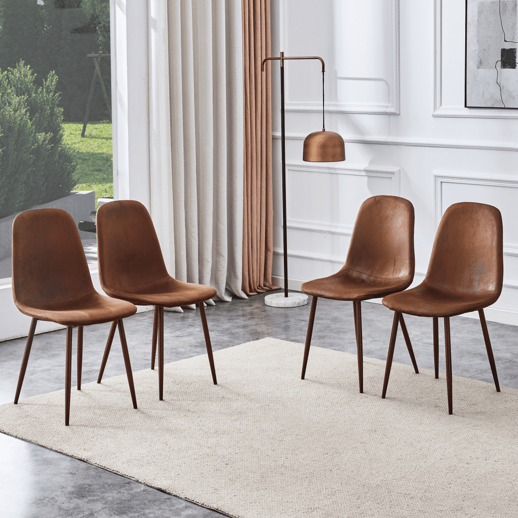 Modern Premium Suede Chairs Set of 4, Comfy Kitchen Side Chairs, Floor ...