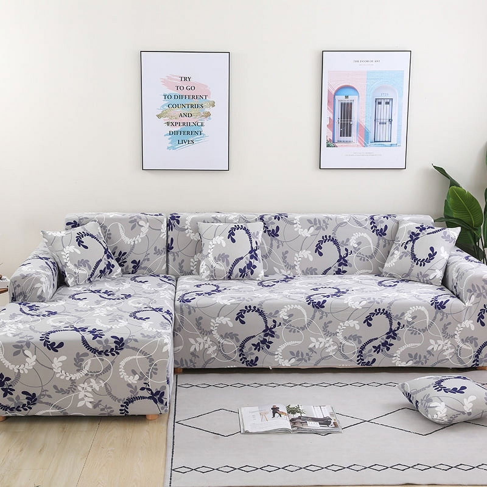 Modern Printing Sofa Cover for Living Room Alllusive L Shaped Chaise ...