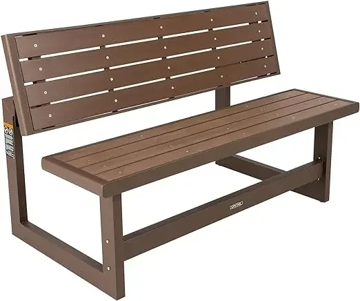 Modern Products Brown Wood Grain Convertible Patio Benches, Outdoor ...