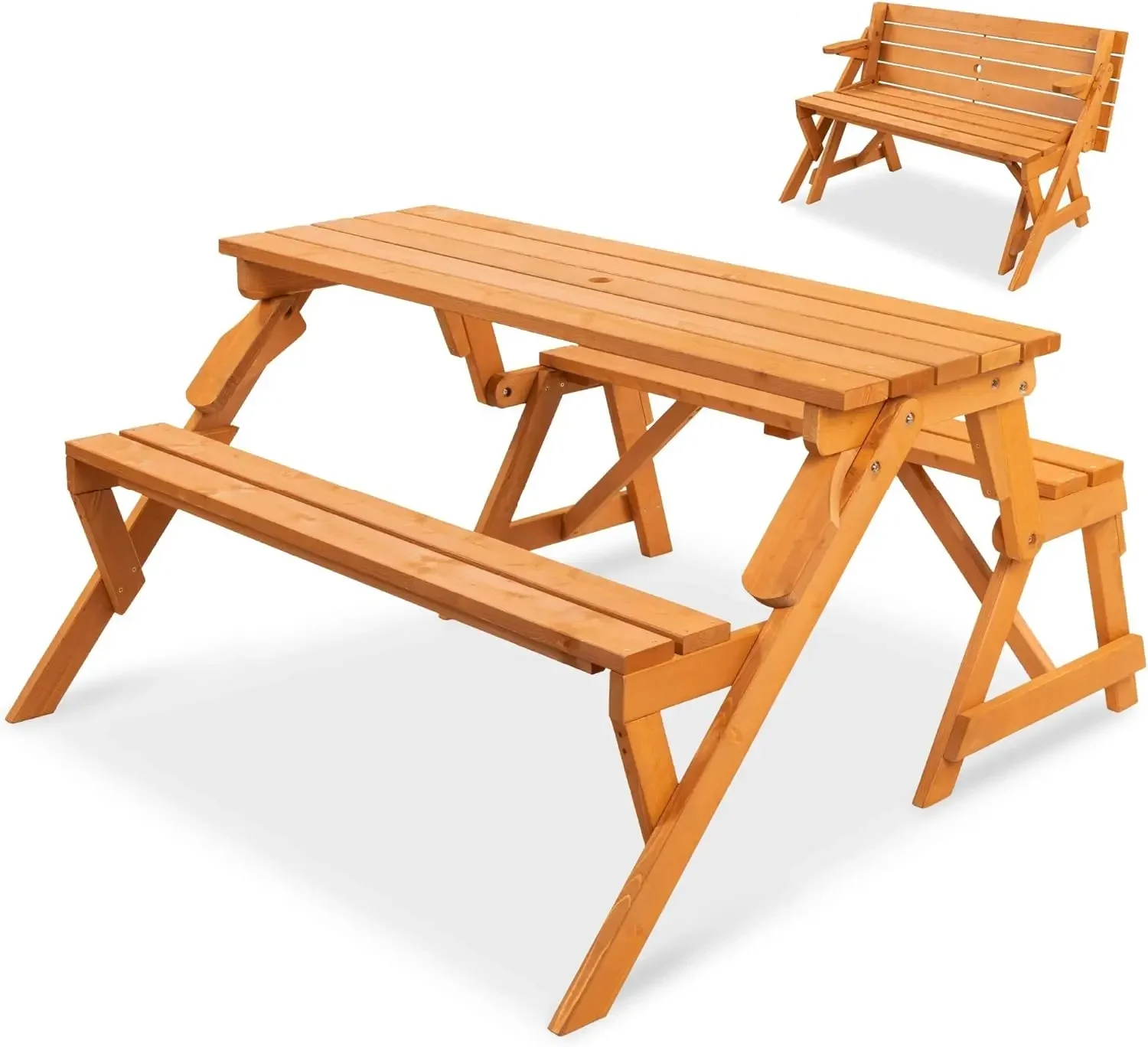 Modern Products Brown Wood Grain Convertible Patio Benches, Outdoor ...