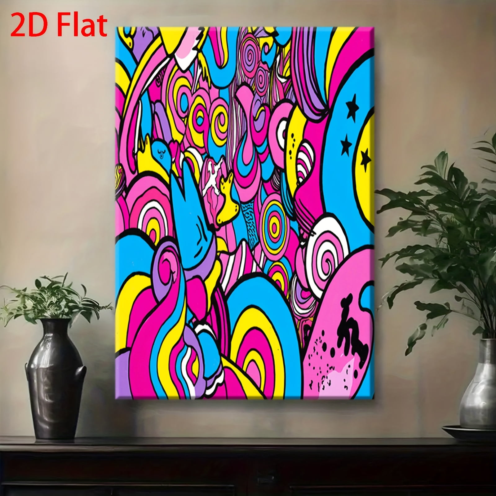 Modern Psychedelic Pink Blue Yellow Green Purple Magenta Turquoise Pop ...