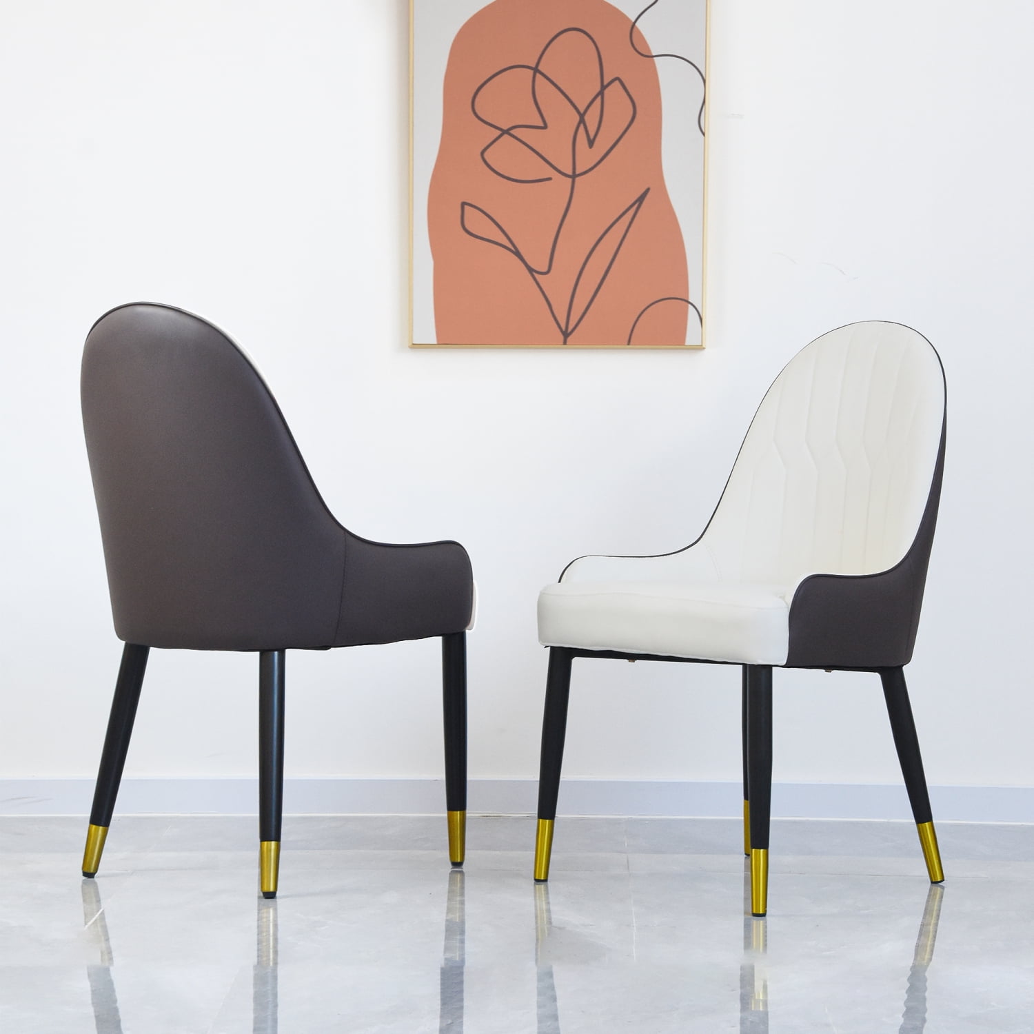 Modern Pu Sponge-Filled Dining Chair, Solid Wood Metal Legs, Suitable ...