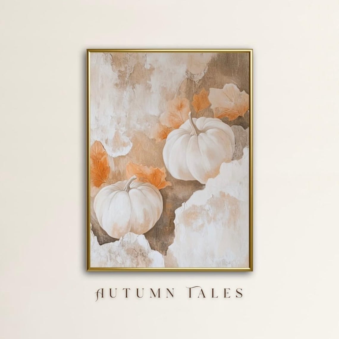 Modern Pumpkin Patch Poster Wall Art Maple Leaves Print Soft Brush ...