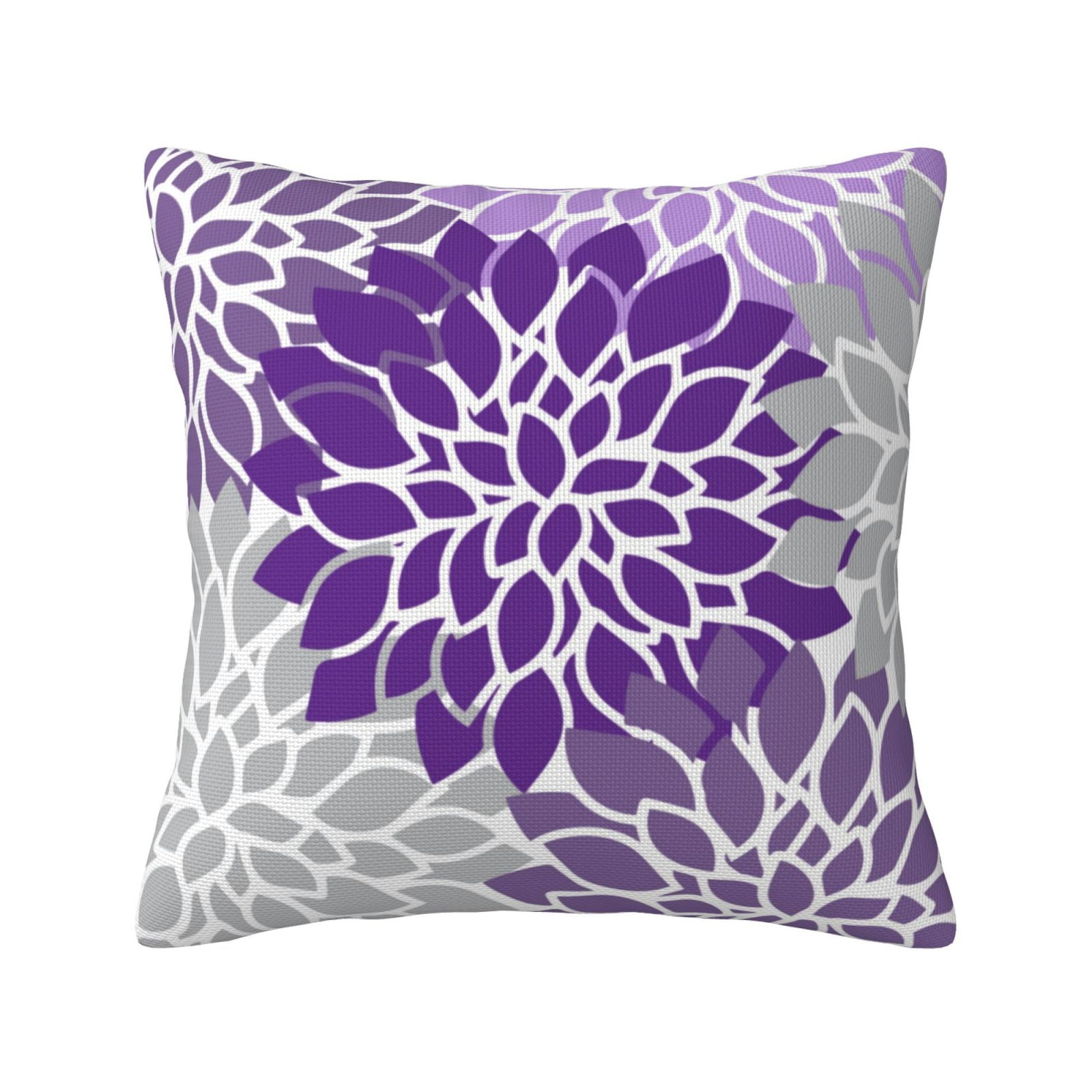 Modern Purple And Gray Floral Pillow Cover Decorative Throw Pillowcase ...