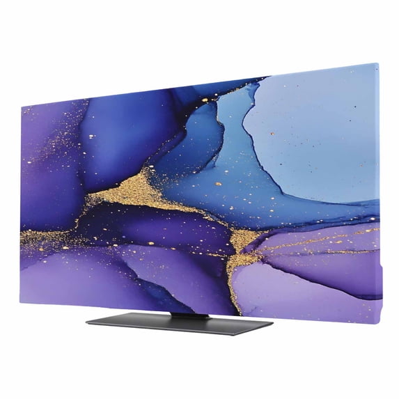 Modern Purple Blue TV Dust Cover 55 Inch, Abstract Art Gradient Gold ...