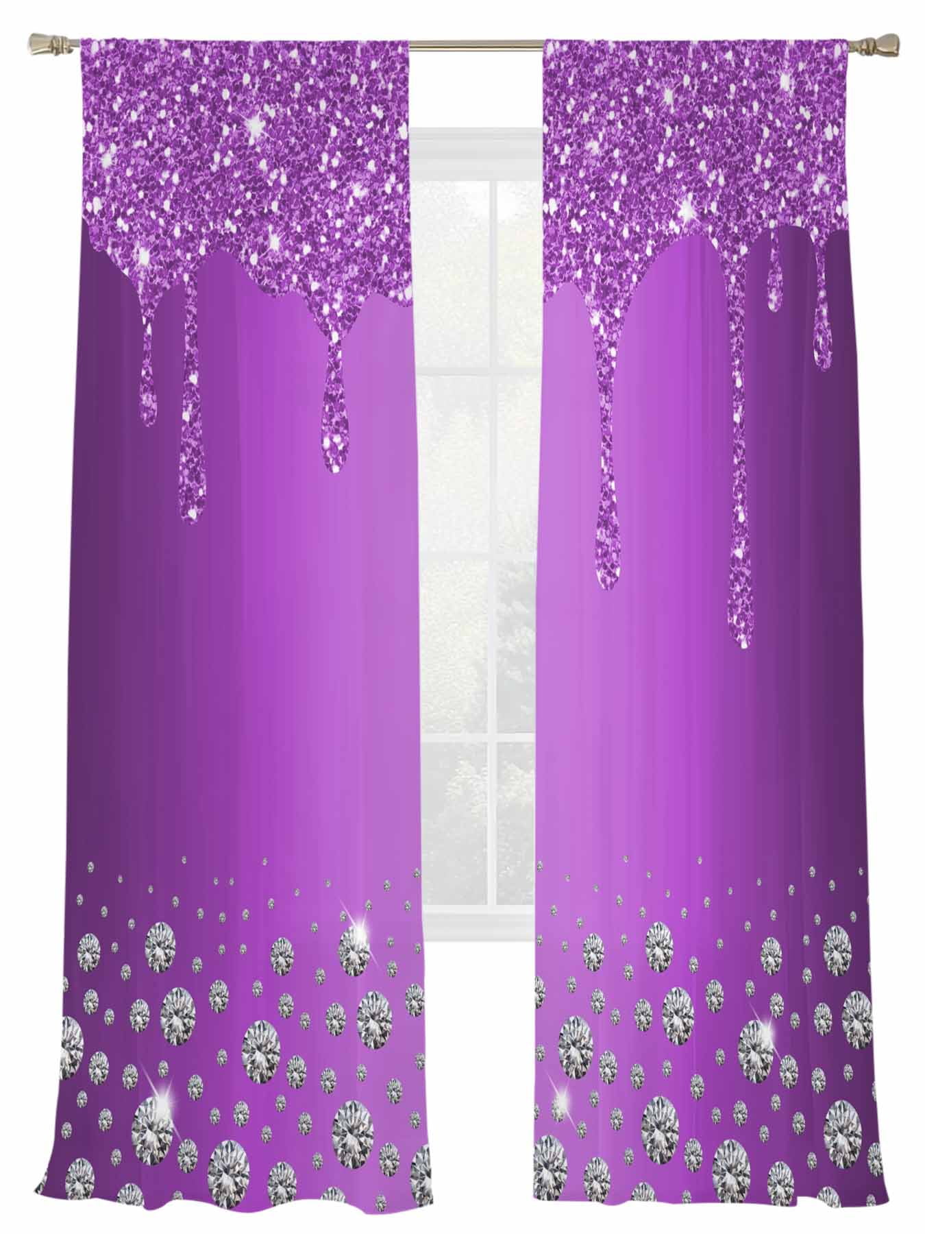 Modern Purple Sheer Curtains 108 Inch Length 2 Panels Set, Semi ...
