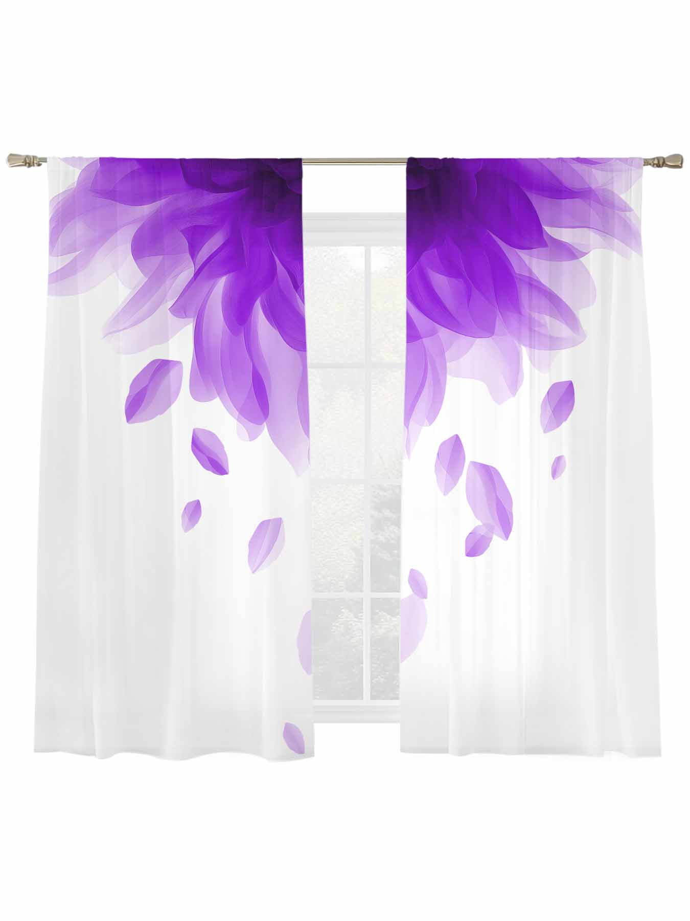 Modern Purple Sheer Curtains 72 Inch Length 2 Panels Set, Semi ...