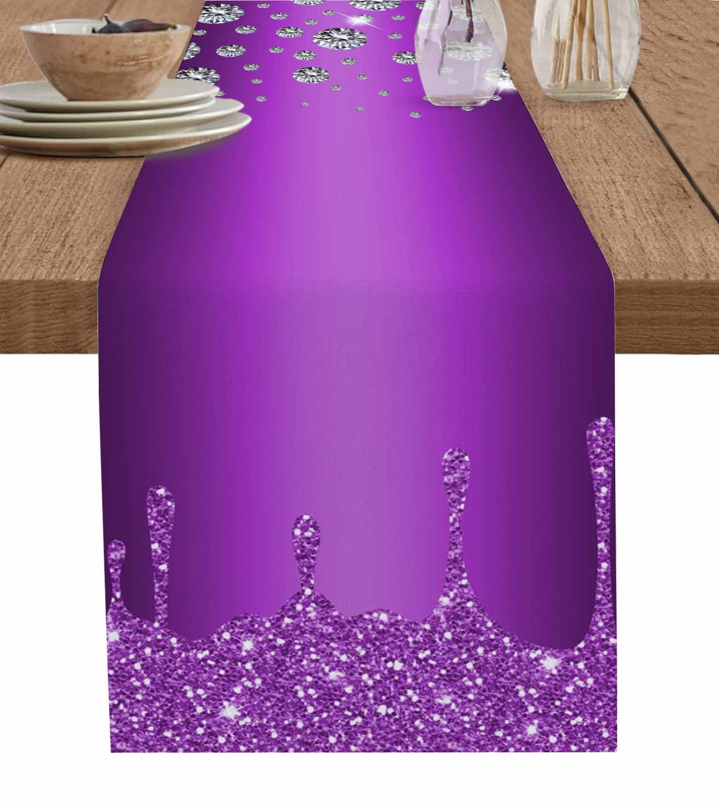 Modern Purple Table Runner Abstract Diamond Luxury Gradient ...