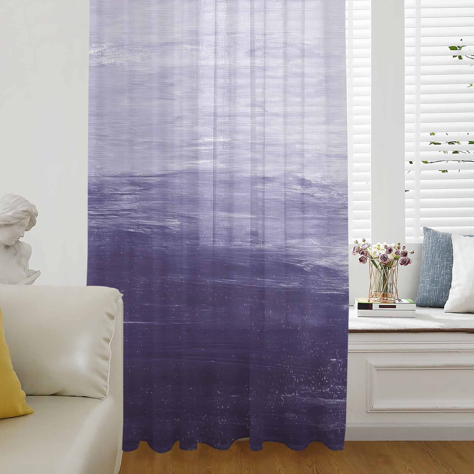 Modern Purple Window Curtain 96 Inches Long,Ombre Ocean Abstract ...