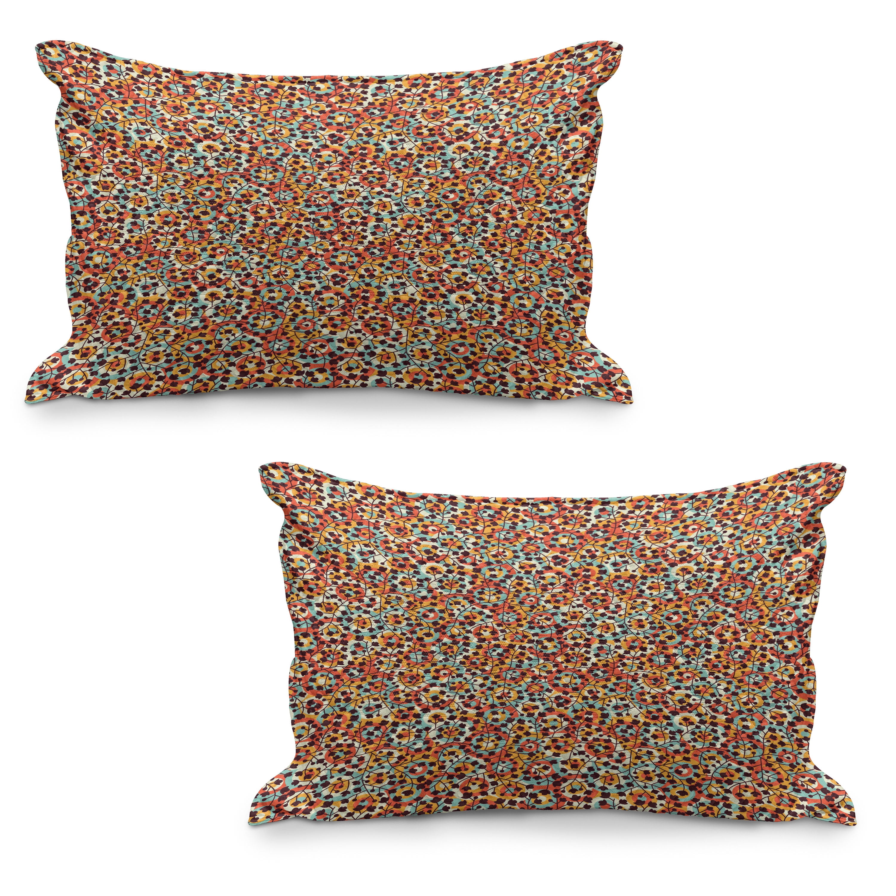 Modern Quilted Pillowcover Set of 2, Nature Inspired Scroll Pattern ...