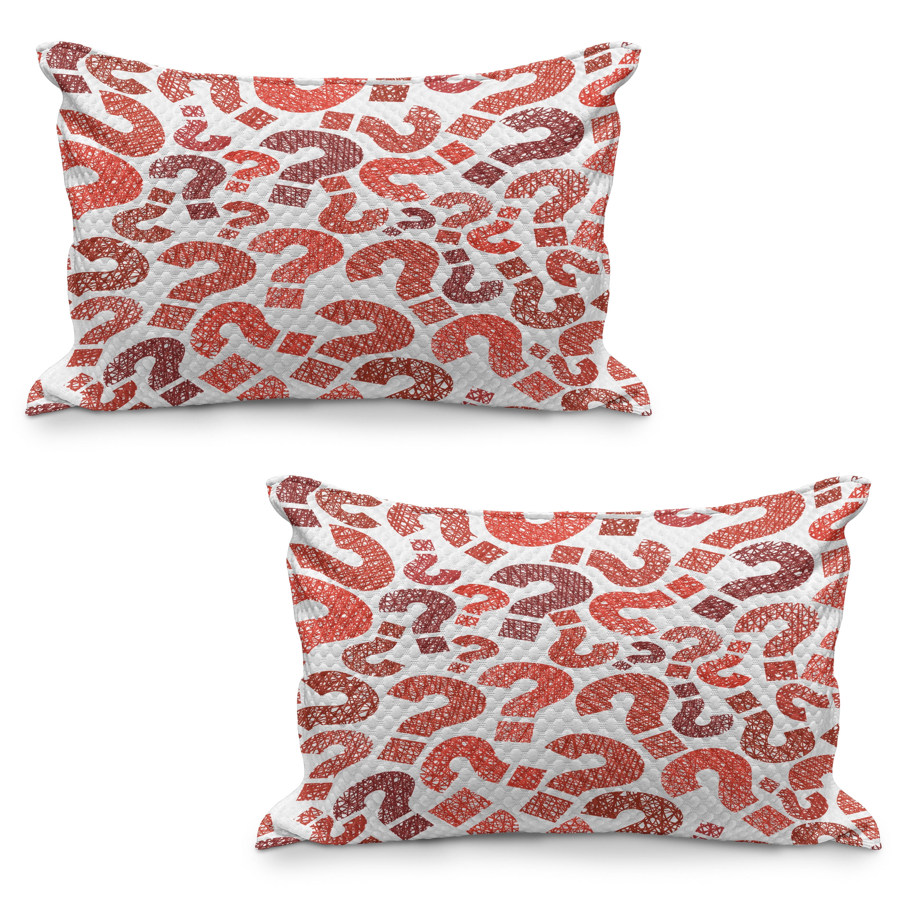 Modern Quilted Pillowcover Set of 2, Question Marks Pattern Sketch Hand ...