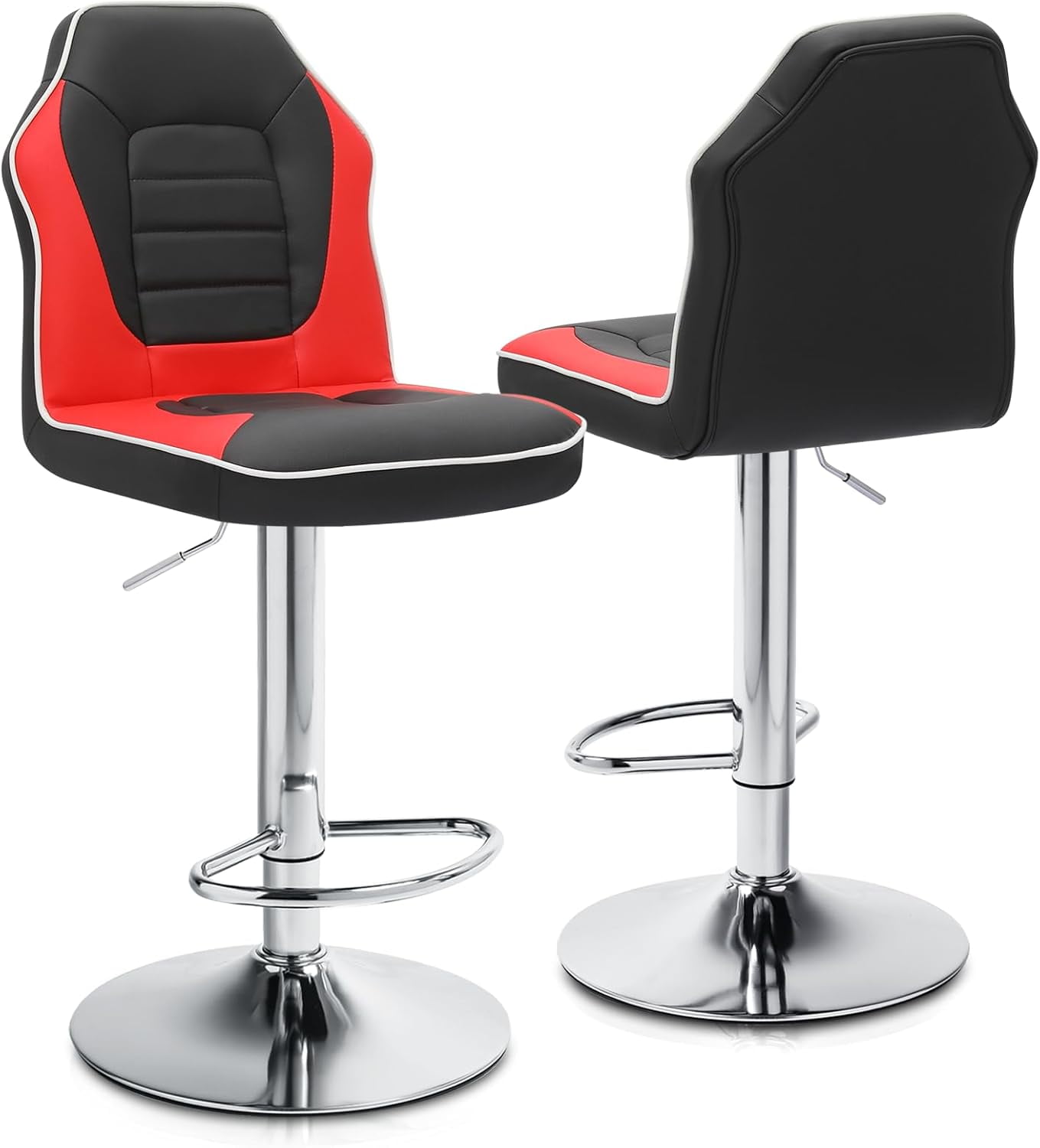 Modern Racing Seat Bar Stools Set of 2, Adjustable Swivel Gaming Stools ...