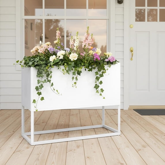 Modern Raised Metal Planter Box with Legs,38"L x 15"W x 30.5"H Outdoor ...