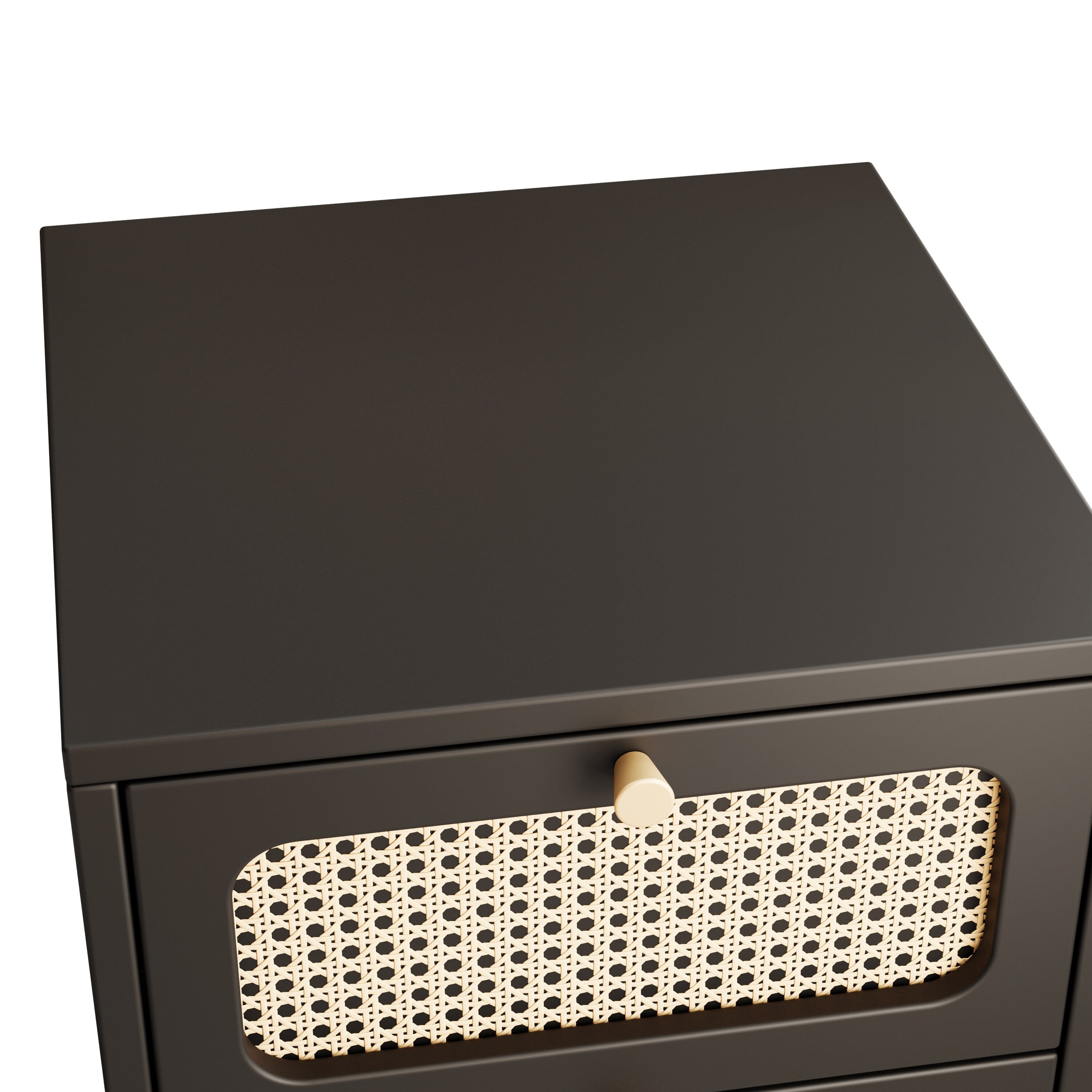 Modern Rattan Wood Drawer Storage Cabinet Black-17"L x 17"W x 21.7"H ...