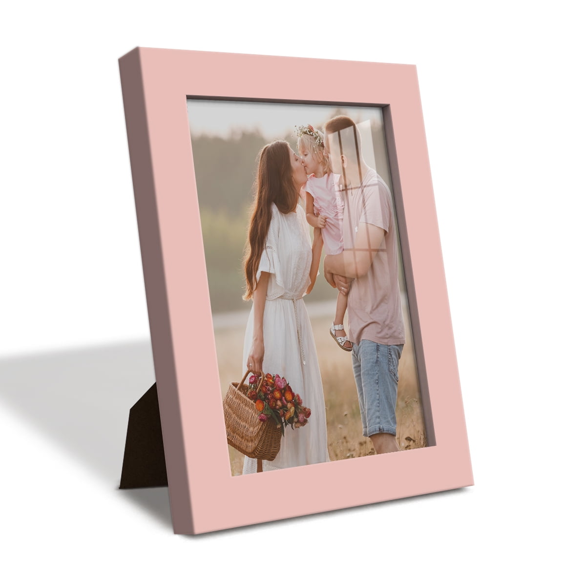 Wexford Home Modern Real Wood 5x7 Picture Frame Pink for Wall or Table ...