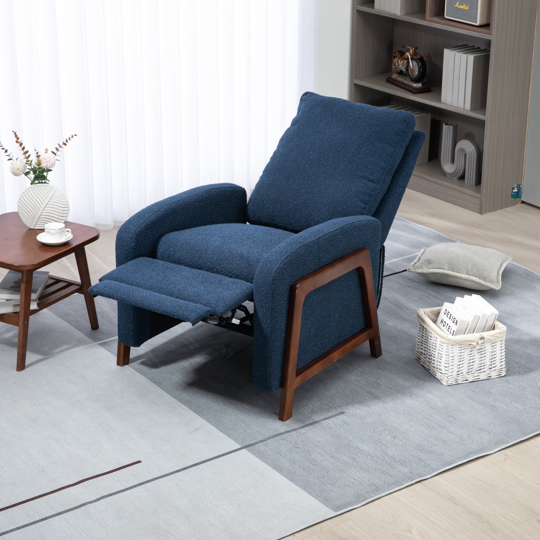 Modern Recliner Chair with Adjustable Pushback, Boucle Upholstered ...