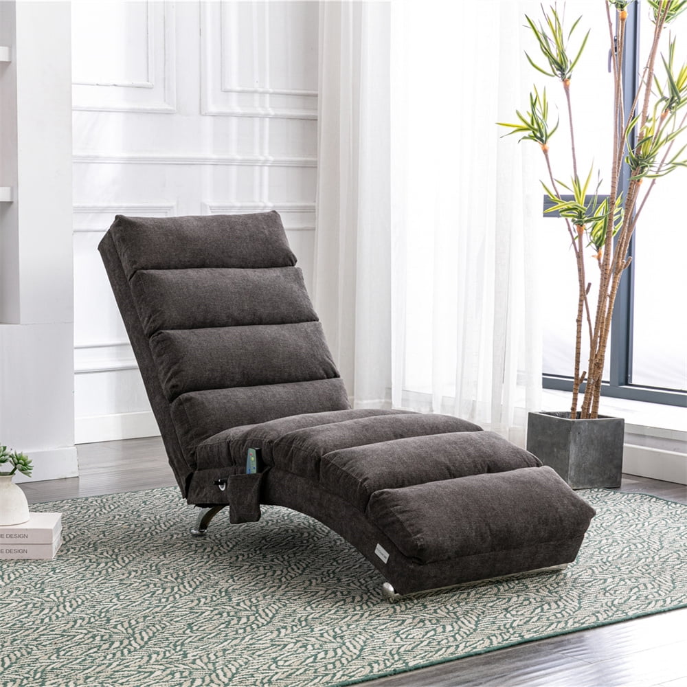 Modern Recliner Chaise Chair, Upholstered Linen Chaise Lounge Indoor ...