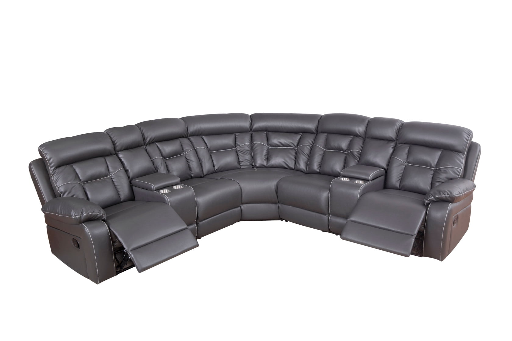 Modern Reclining Sofa, Large Sectional Sofa with Manual Reclining, Faux ...