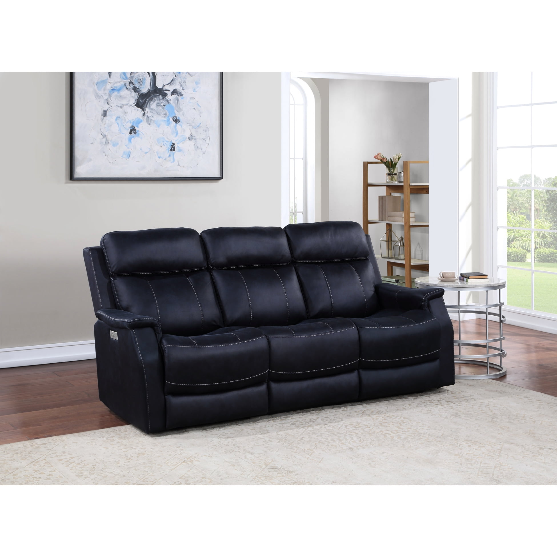 Modern Reclining With Dark Blue Cover, 3, Nubuck Leather-like, Power ...