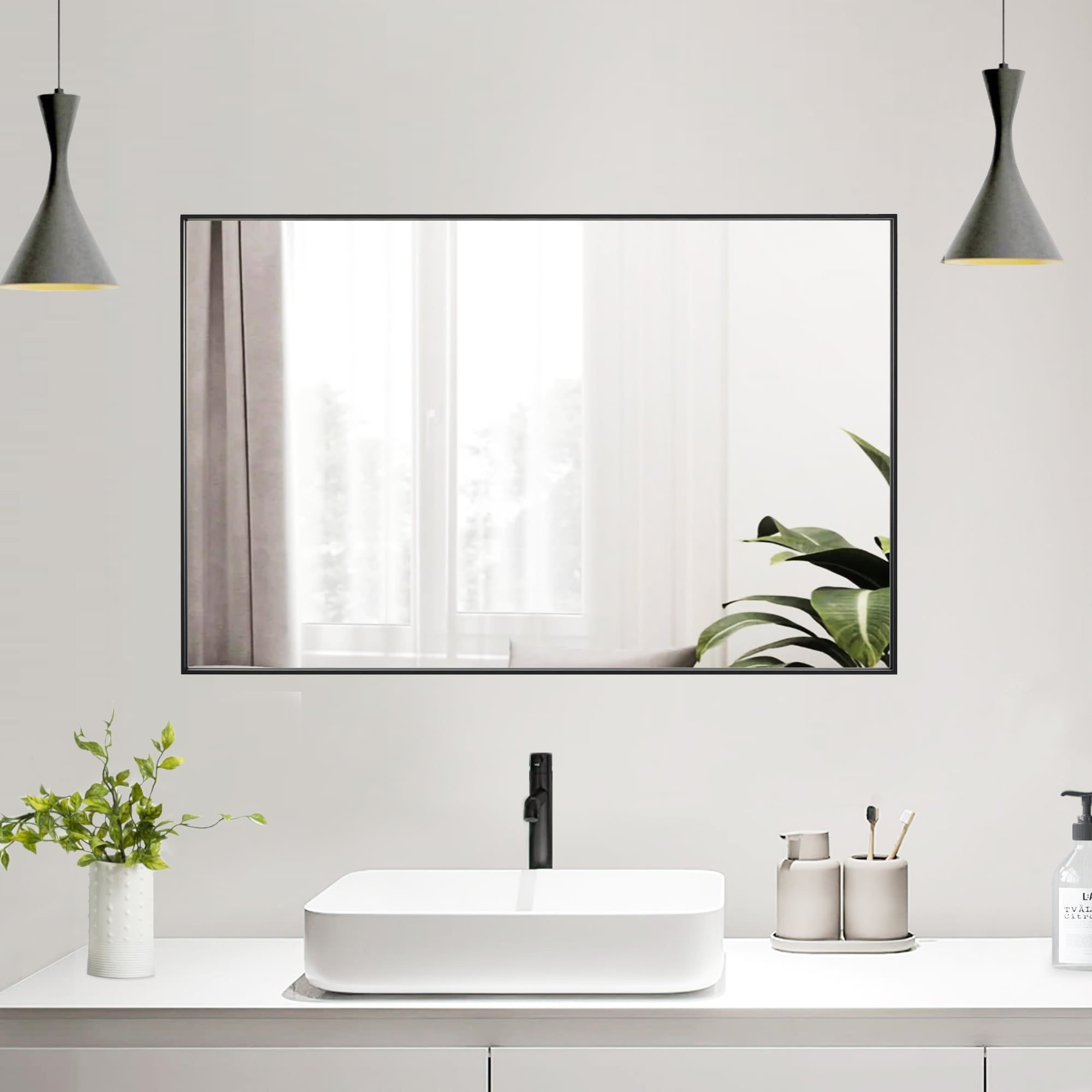Modern Rectangle Framed Bathroom Vanity Mirror Accent Wall Mirror 36 ...