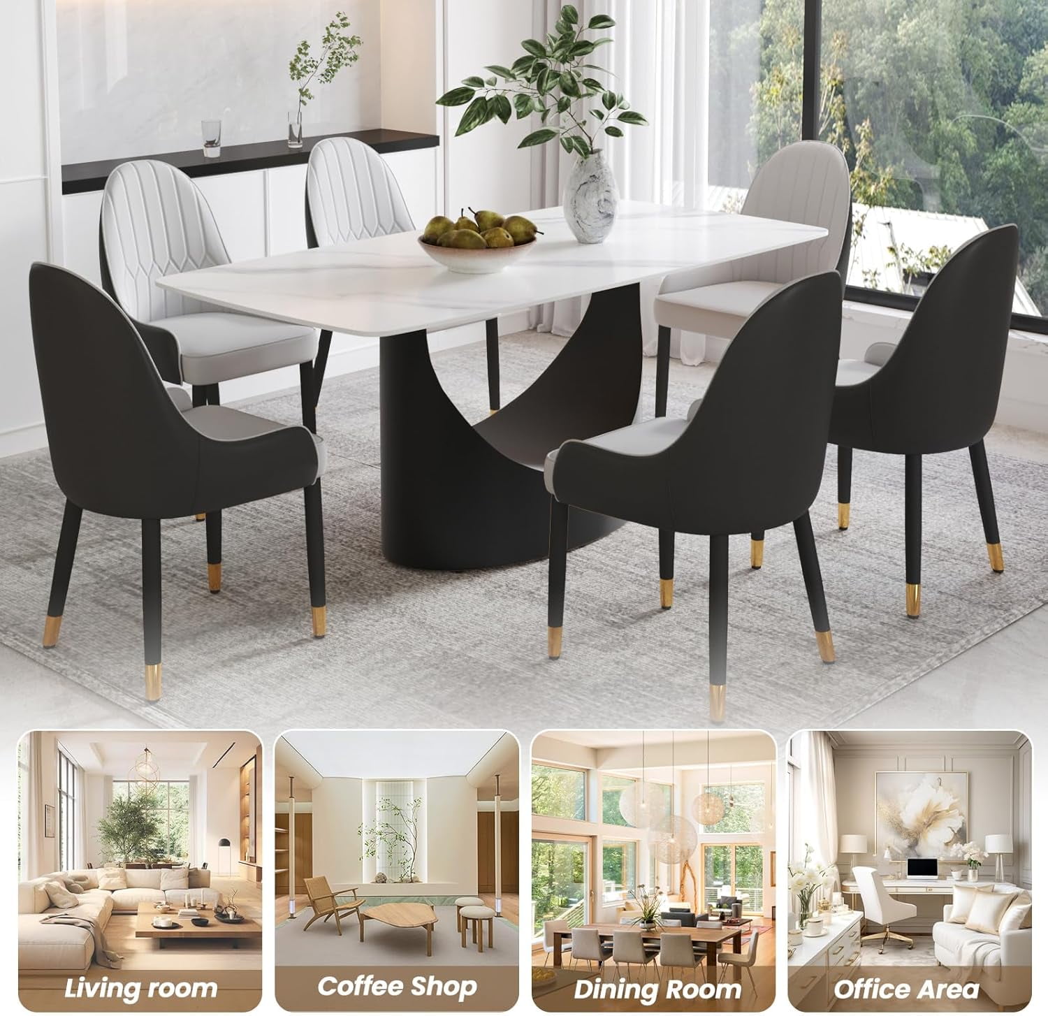 Modern Rectangle Marble Dining Table,71" Antique White Marble Sintered ...