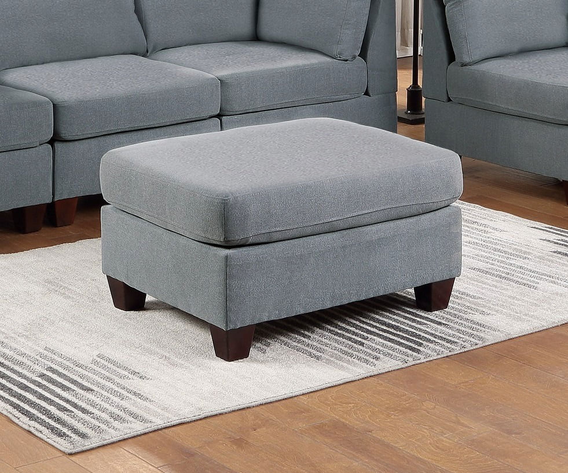 Modern Rectangle Ottoman, Double Layer Ottoman Footrest with Wooden ...