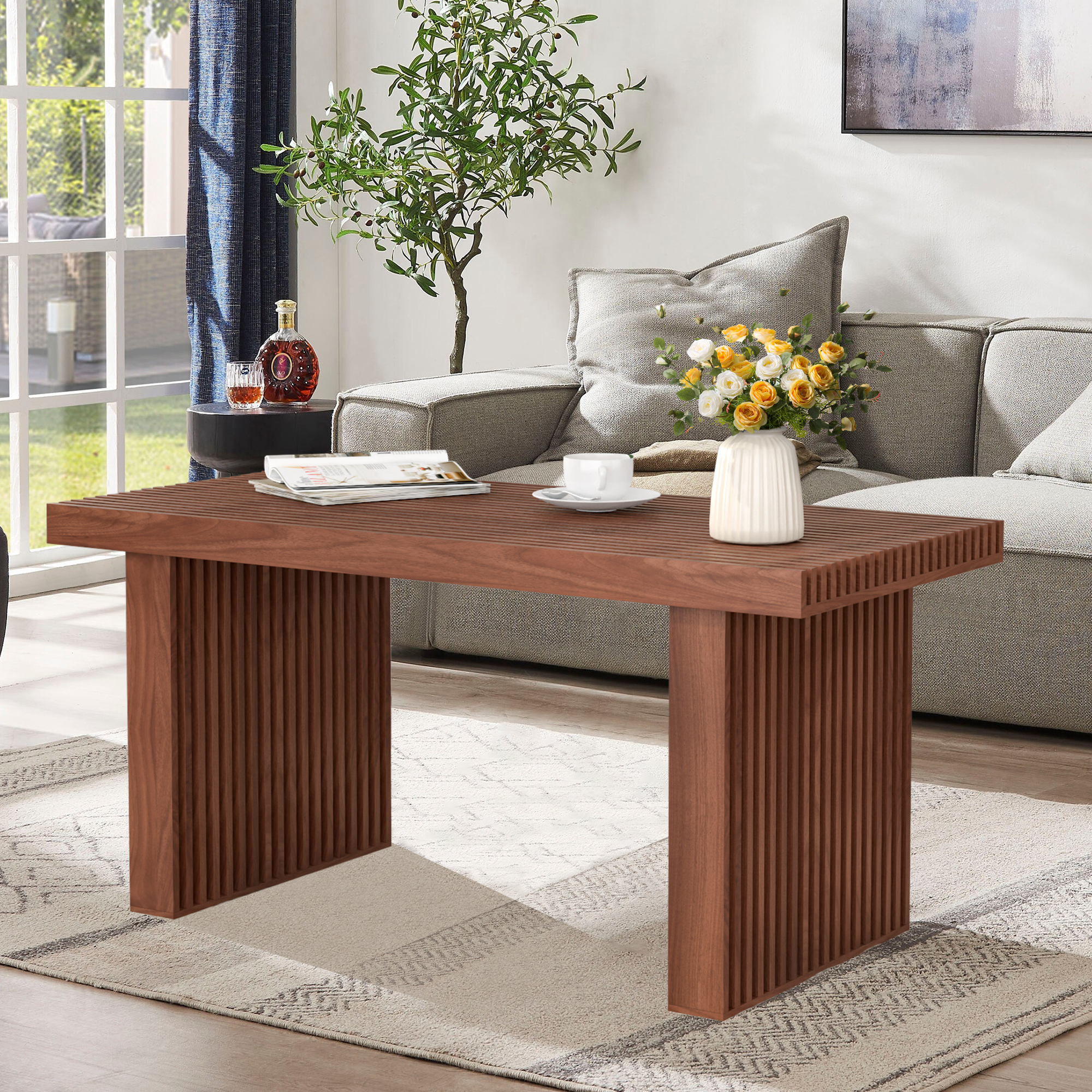 Modern Rectangular Coffee Table, Rectangle Center Table for Living Room ...